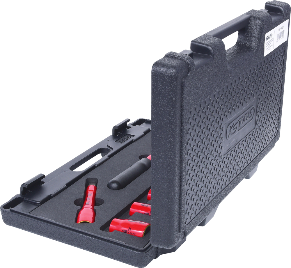 Jeu de 9 clés à douilles isolées 1/2" KS Tools, 1000 V, 10-21 mm, avec cliquet et douilles