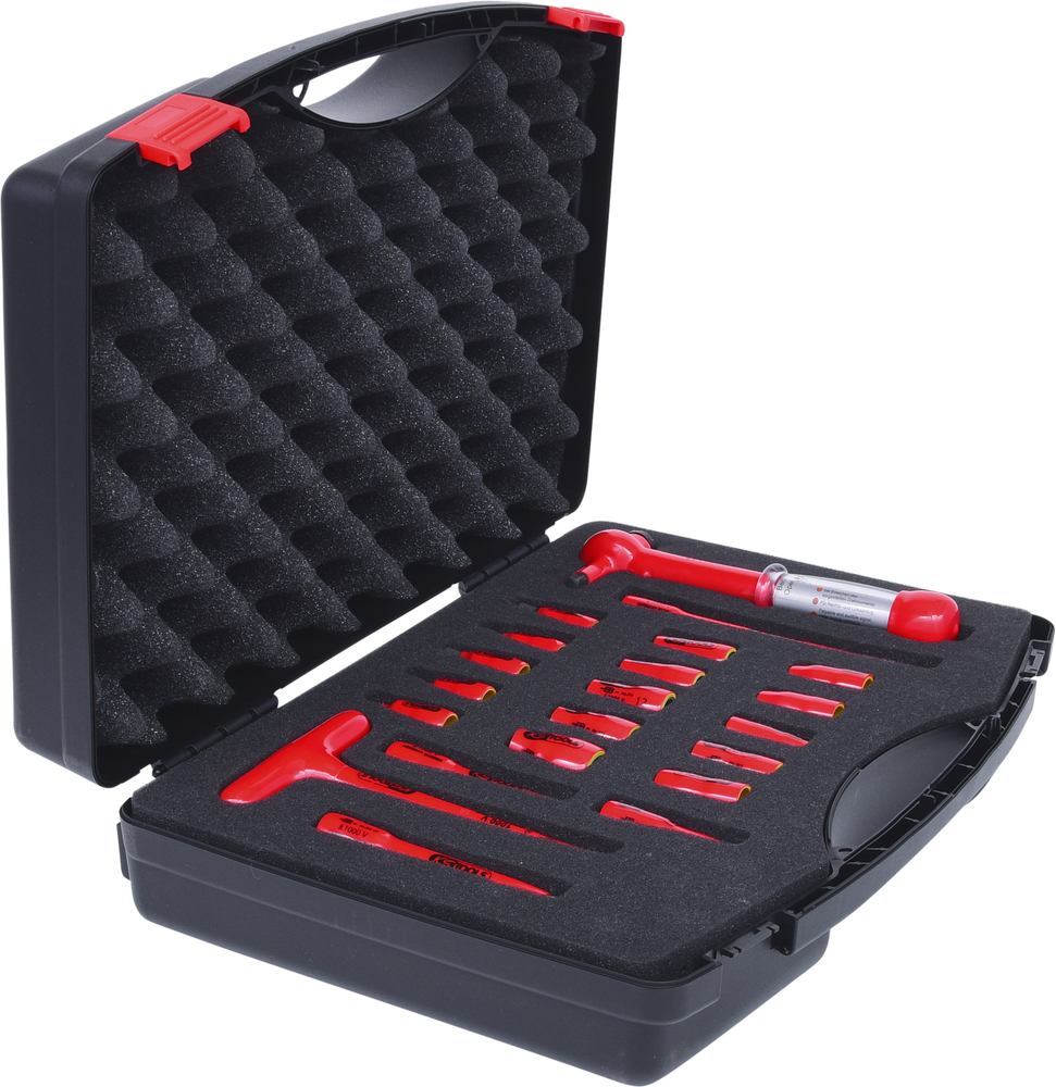 Jeu de douilles 1/4" KS Tools, 1000 V, 21 pièces, avec douilles (à embout), coffret en plastique