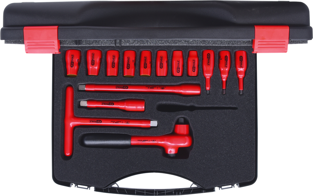 Jeu de douilles 1/2" KS Tools, 1000 V, 15 pièces, avec douilles (à embout), coffret en plastique