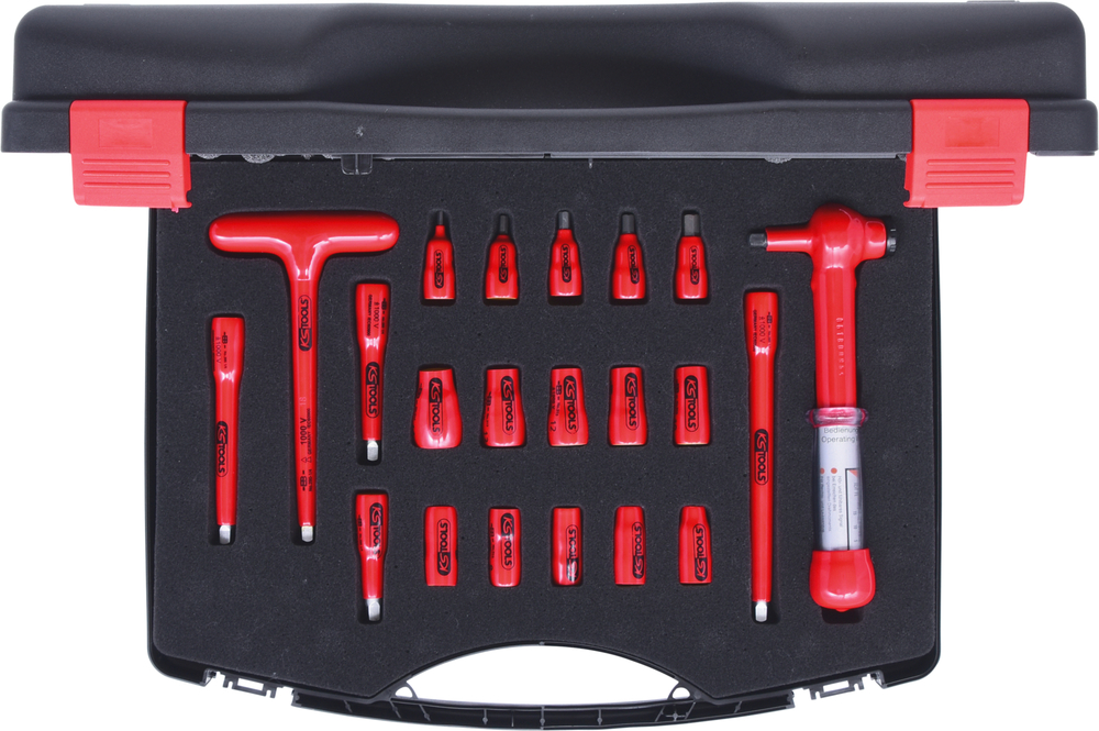 Jeu de douilles 1/4" KS Tools, 1000 V, 21 pièces, avec douilles (à embout), coffret en plastique